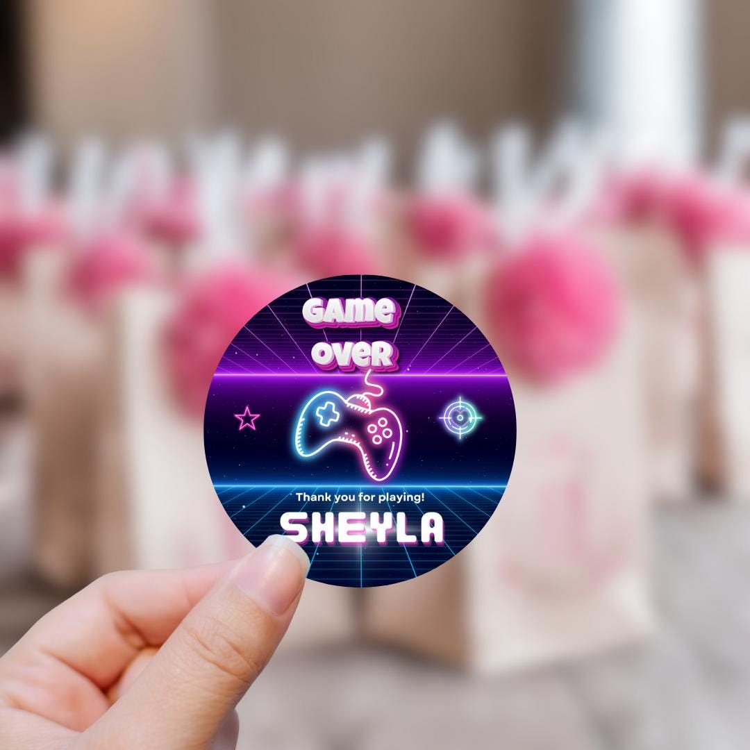 Game on Custom Stickers, Level up Personalized Labels, Gamer Birthday ...