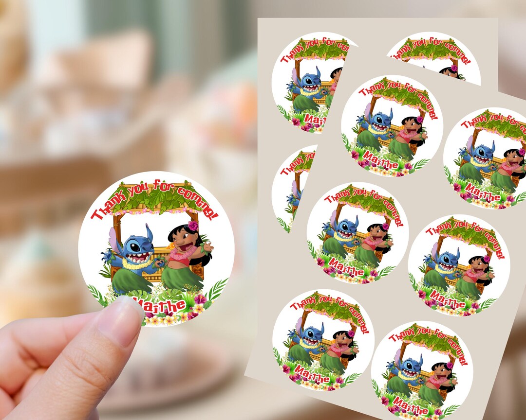 Stitch Birthday Stickers, Stitch Party Favors, Luau Party Decor, Lilo ...