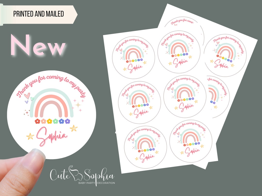 Rainbow Sticker Label Rainbow Party Decoration Onerderful - Etsy