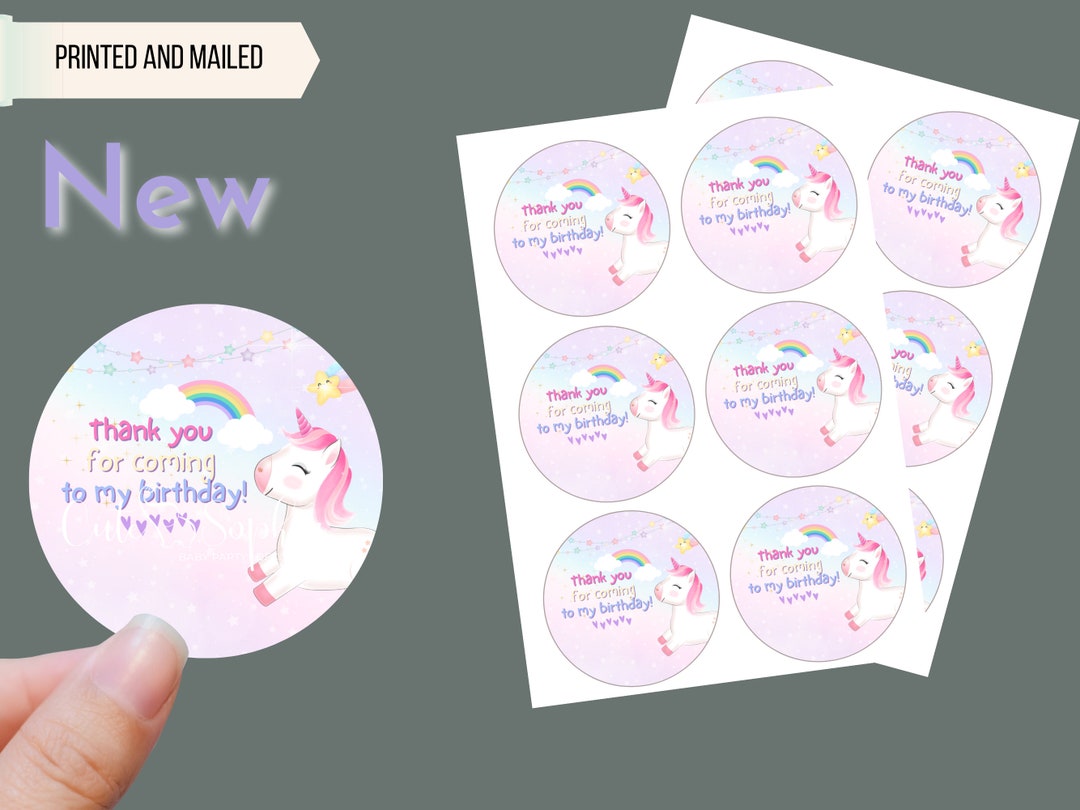 Unicorn Birthday Sticker Label Unicorn Party Decoration - Etsy