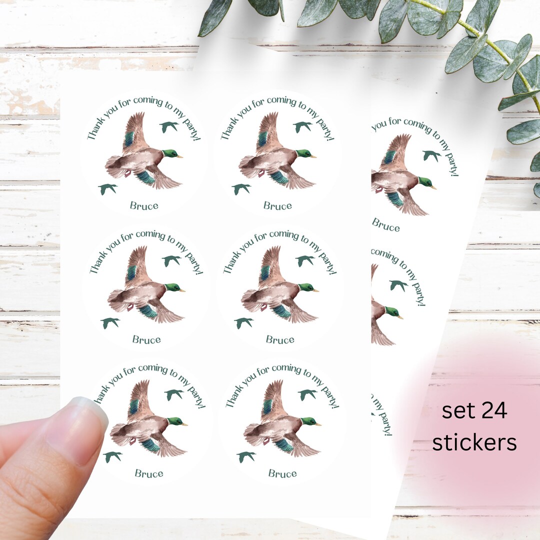 Set of 24 Mallard Duck Stickers, Personalized Baby Shower Favors, Duck ...