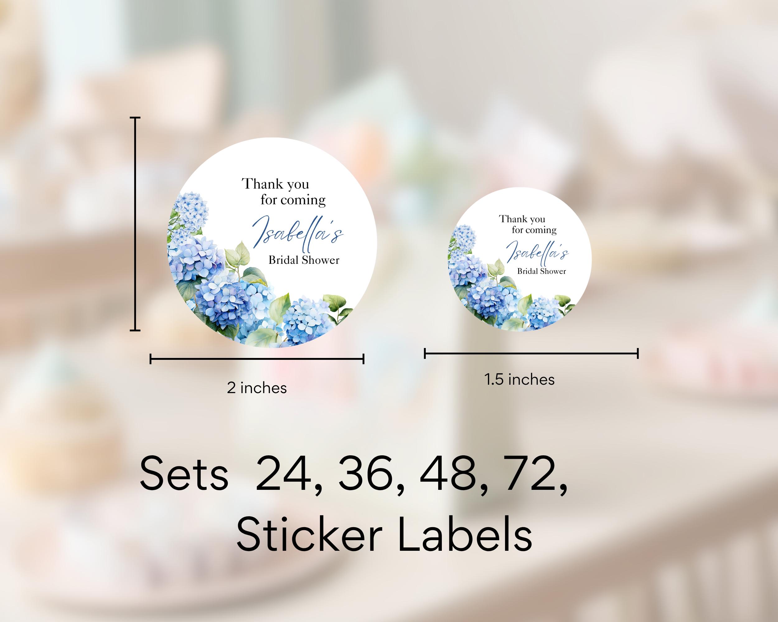 Personalized Hydrangea Bridal Shower Stickers: Something Blue Favor ...