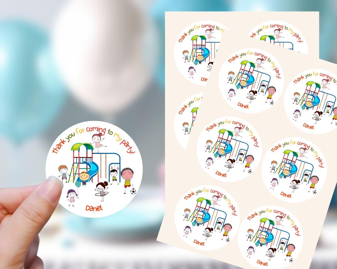 Playground Birthday Stickers, Let's Play and Celebrate, Run Jump Slide ...