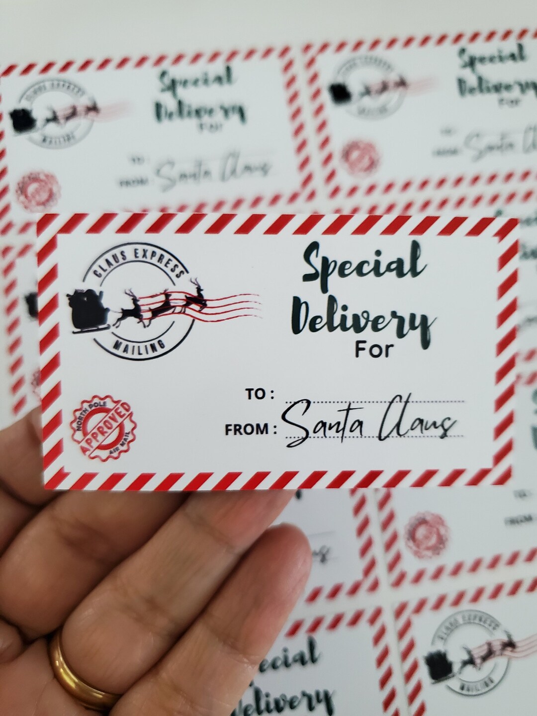 From Santa Labels Christmas Sticker, Santa Mail Shipping Label, North ...