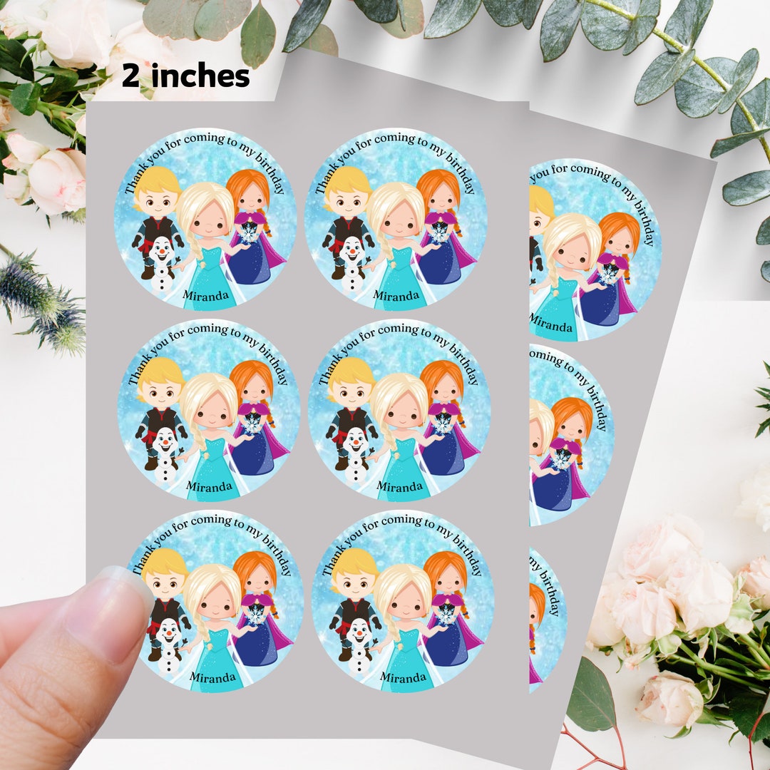 Frozen Birthday Sticker Labels, Frozen Birthday Party Decoration, Anna ...
