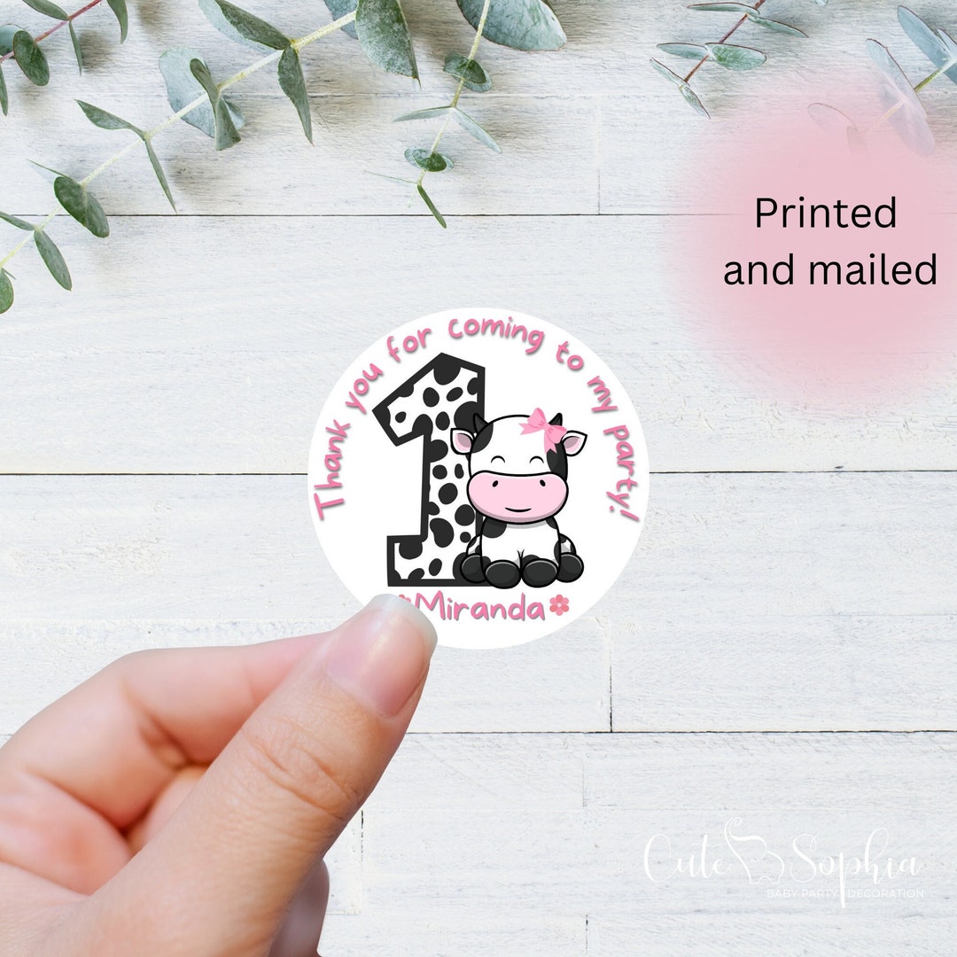 Moo Birthday Stickers, Cow Birthday Theme, Farm 1st Birthday Party ...
