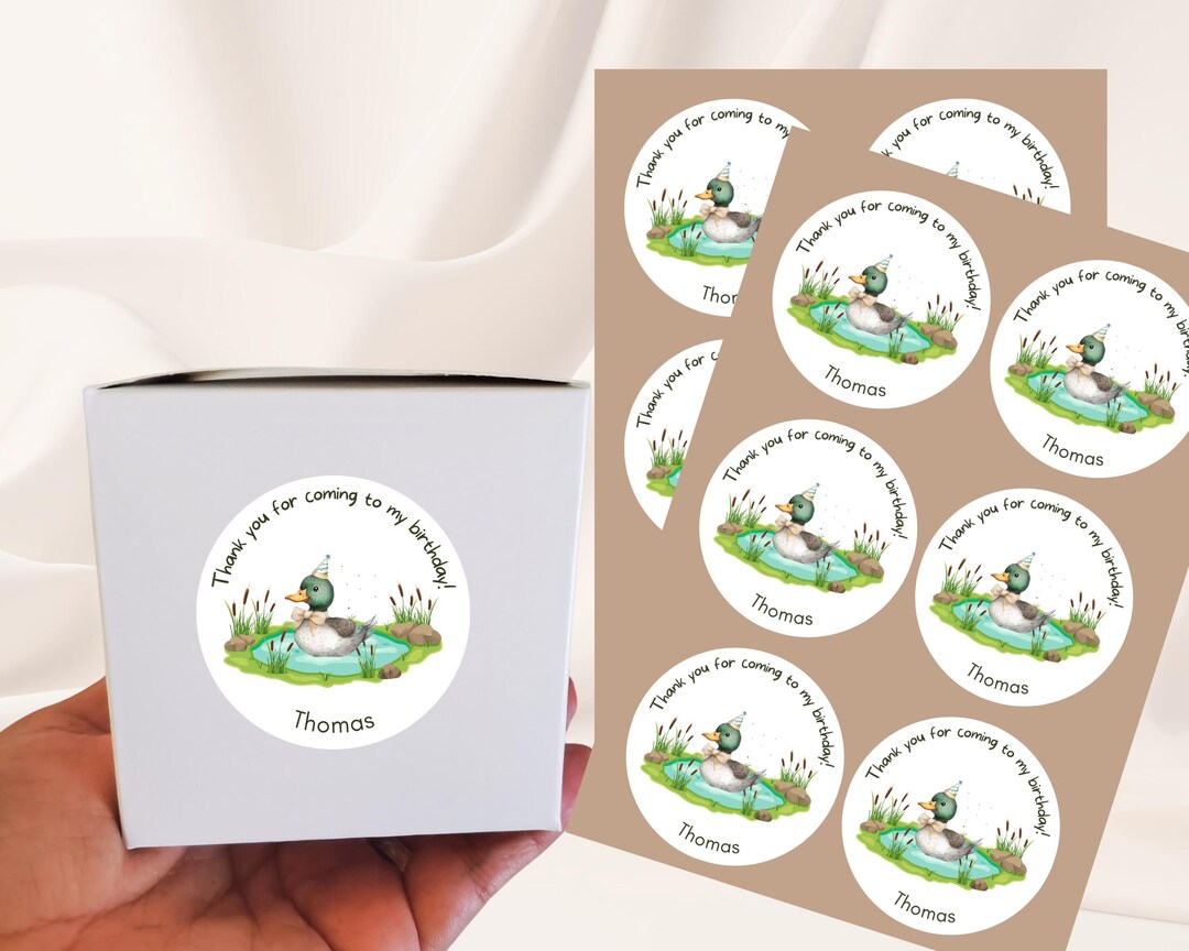 Set Mallard Duck Baby Birthday Custom Labels, One Lucky Duck Sticker ...