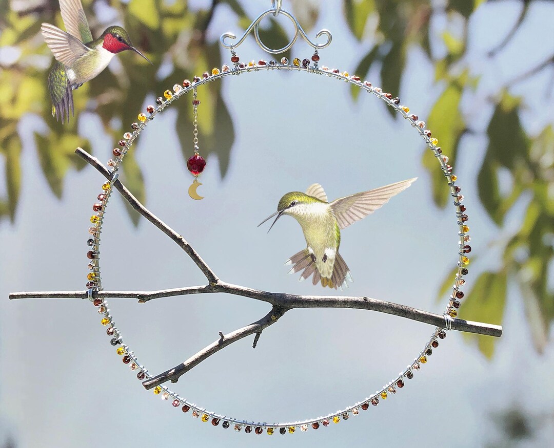 Beaded Hummingbird Swing: Custom Garden Perch - Eclipse Design - Etsy