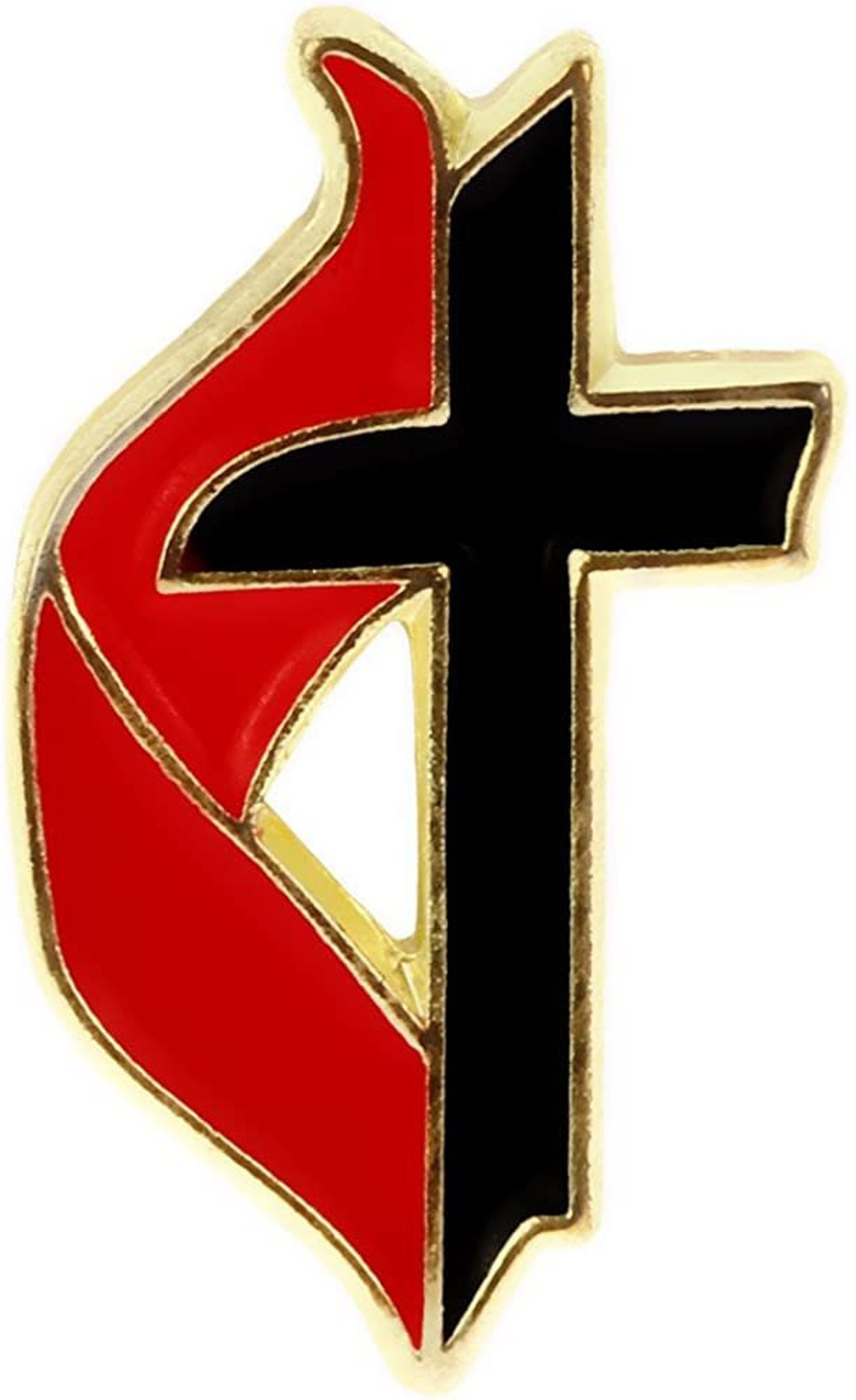 Methodist Cross Gold & Enamel Pin Cross and Flame Lapel Pin - Etsy