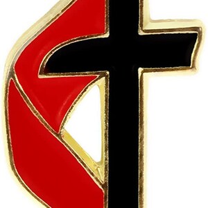 Methodist Cross Gold & Enamel Pin Cross and Flame Lapel Pin - Etsy