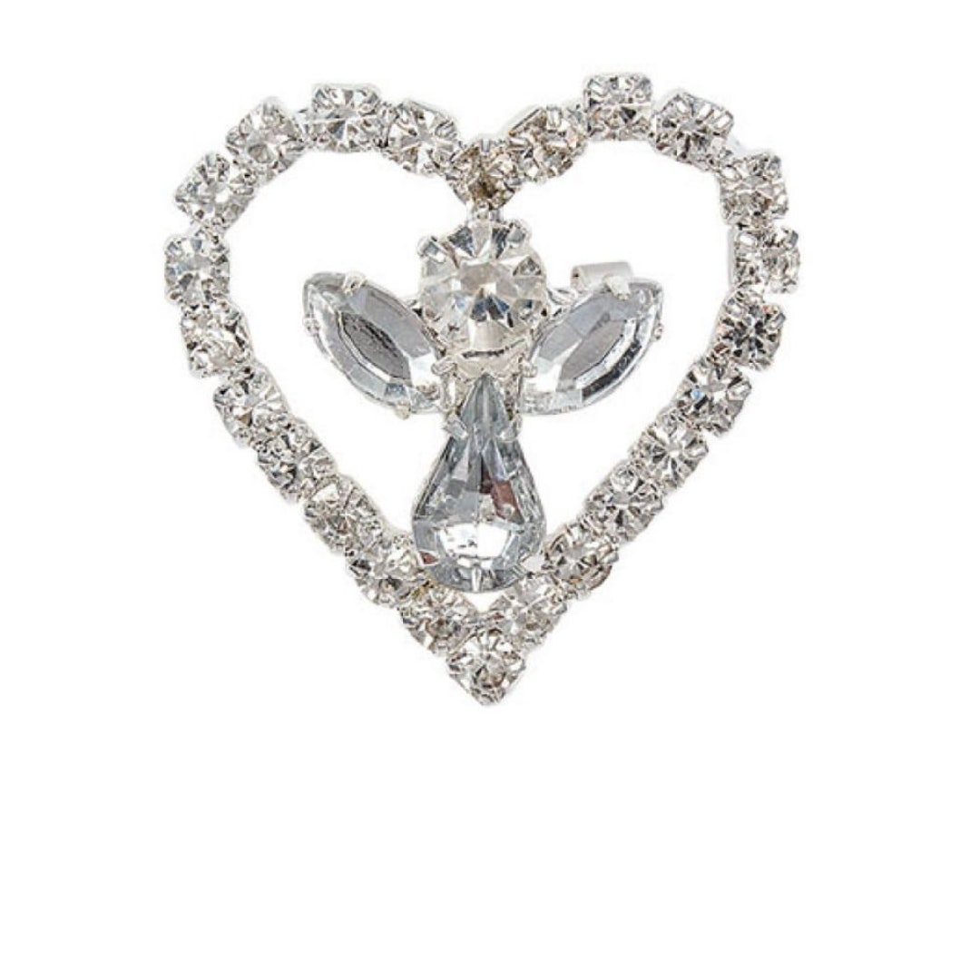 Crystal Heart & Guardian Angel Pin, Angel Heart Jewelry - Etsy