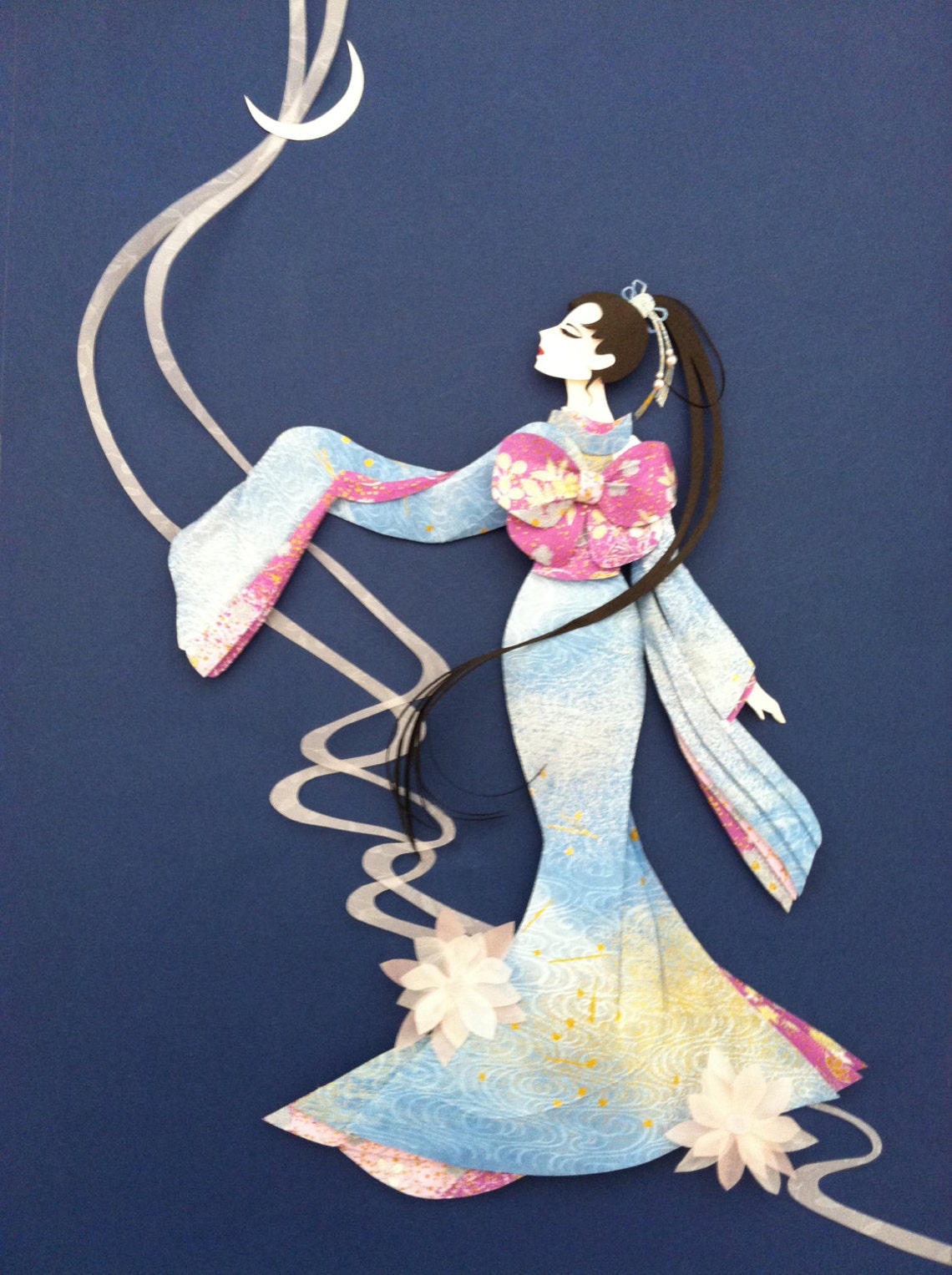 Paper Sculpture of Beautiful Japanese Lady - Etsy