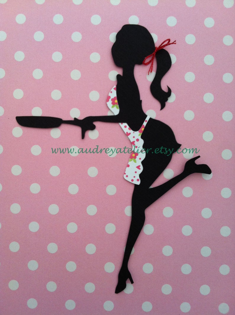 Silhouette Art Sassy Girl In The Kitchen Etsy