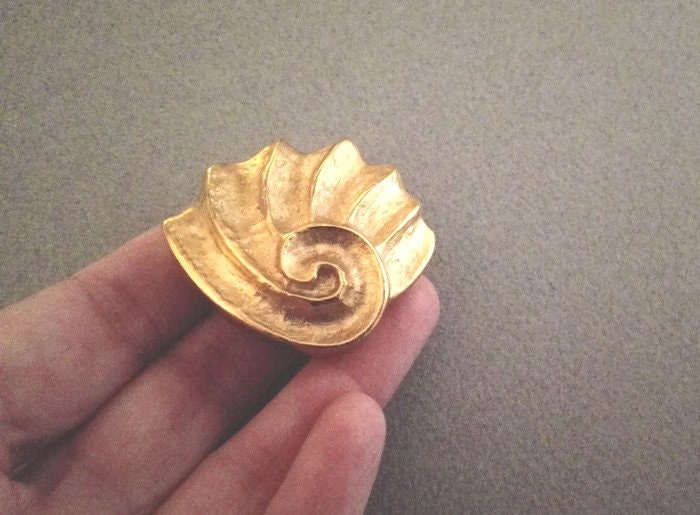 YVES SAINT LAURENT Authentic Vintage Gold Plated Shell - Etsy