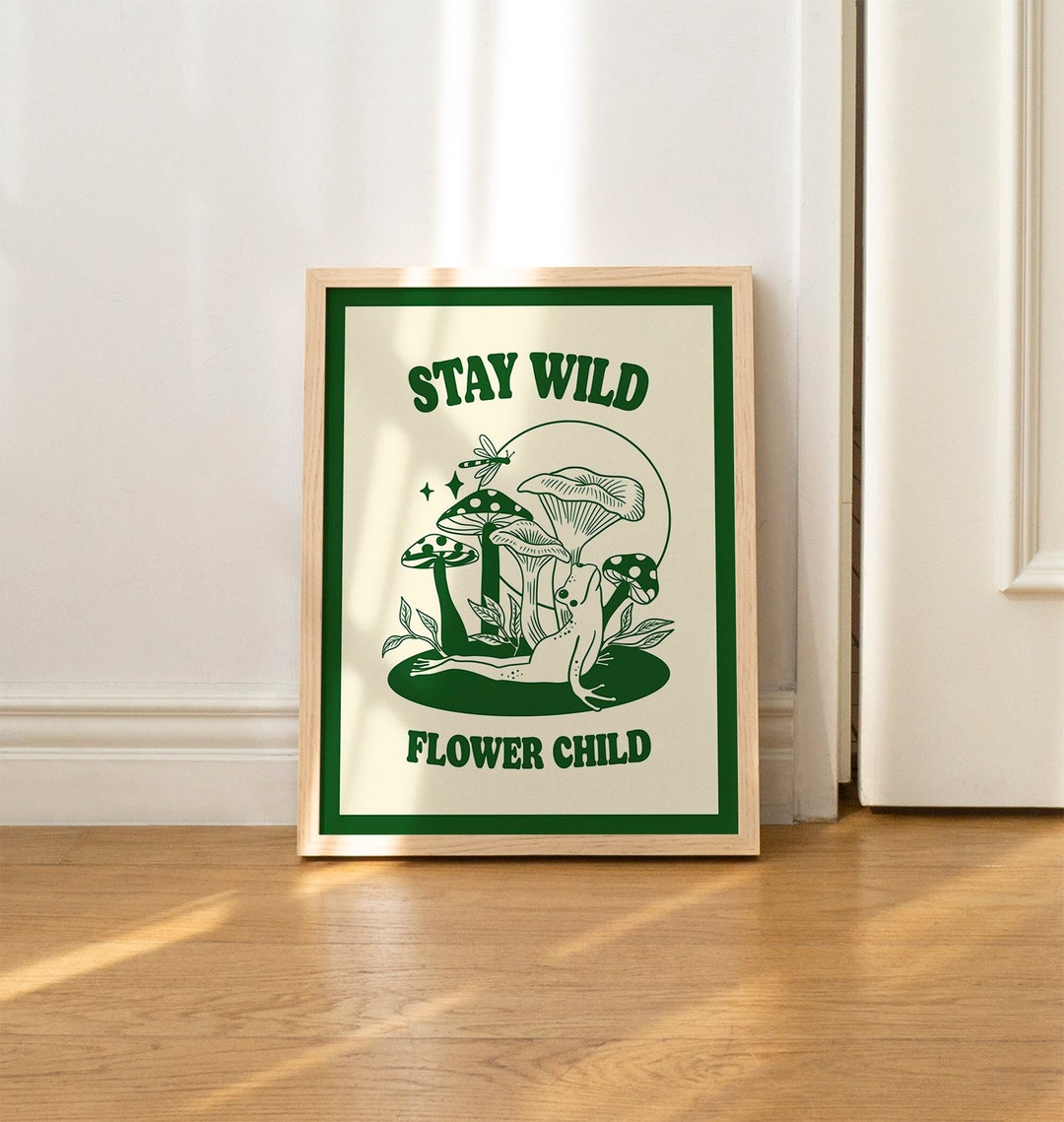 Retro Stay Wild Poster Botanical Print Flowers Print Retro Quote Wall ...