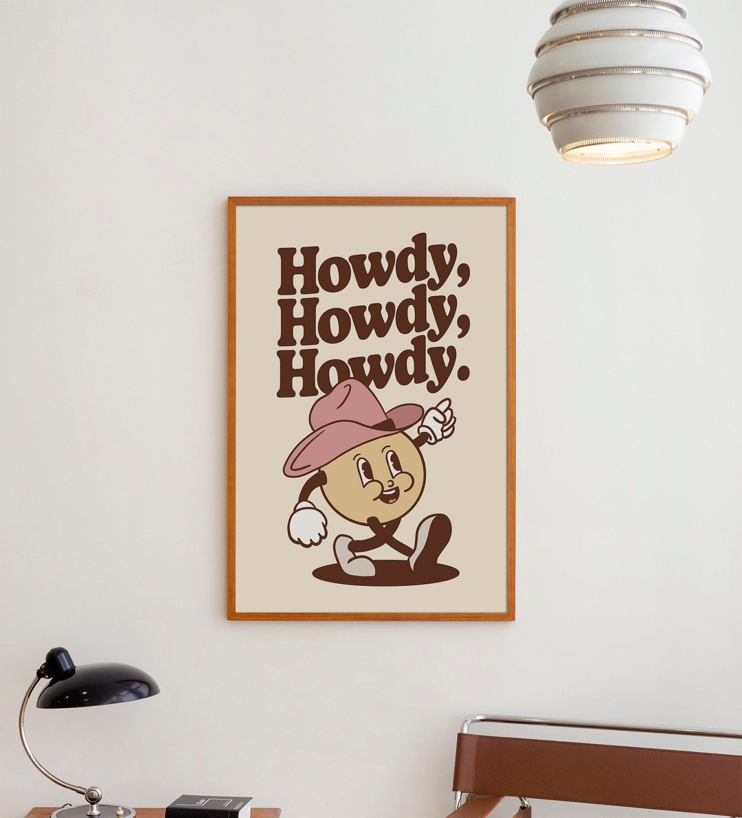 Howdy Retro Print Western Poster Cowboy Cowgirl Teenager Print Entryway ...