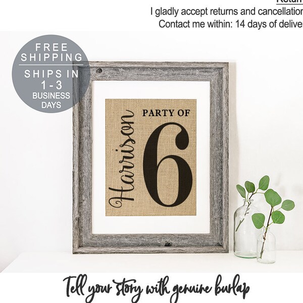 Party of 4 Sign - Etsy