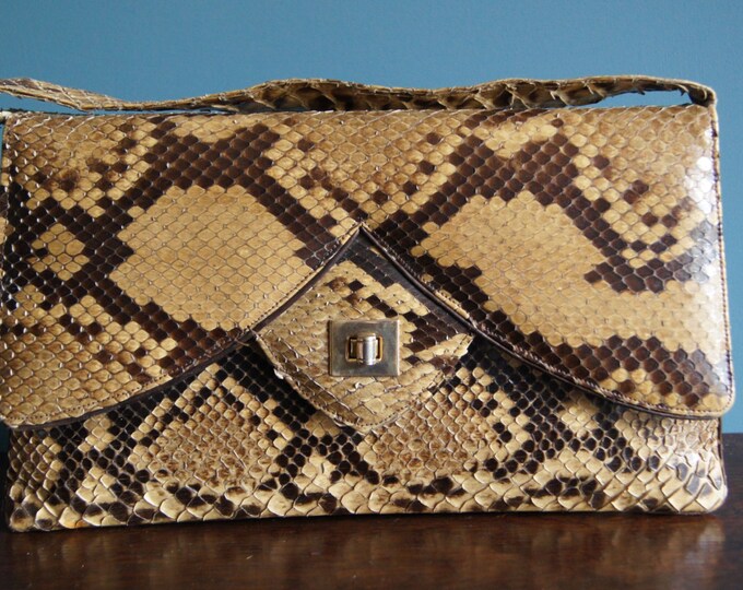 Adorable GENUINE PYTHON LEATHER Vintage Bag Clutch Snake Leather - Etsy