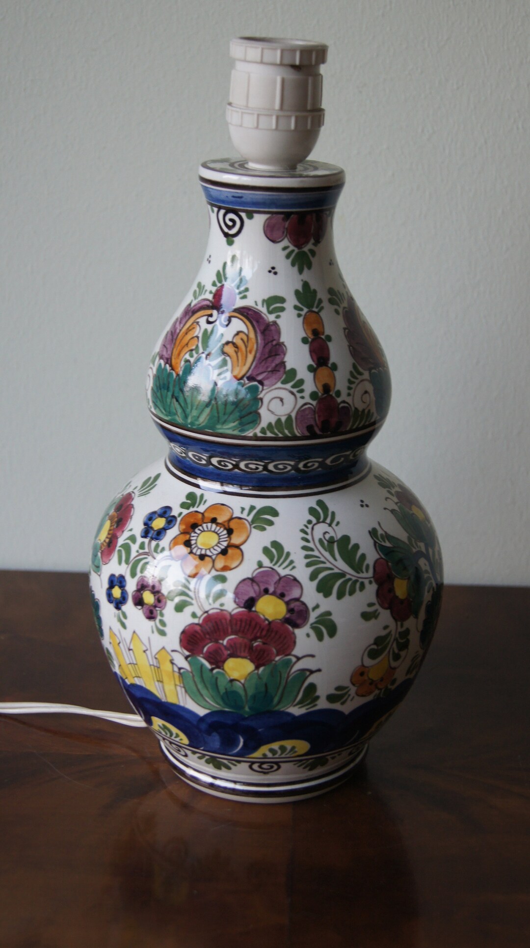Polychrome Delft Table Lamp Hand Painted Signed - Etsy