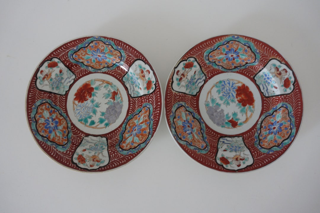 Pair Antique Arita Plates Hand Painted Singed Japanese - Etsy