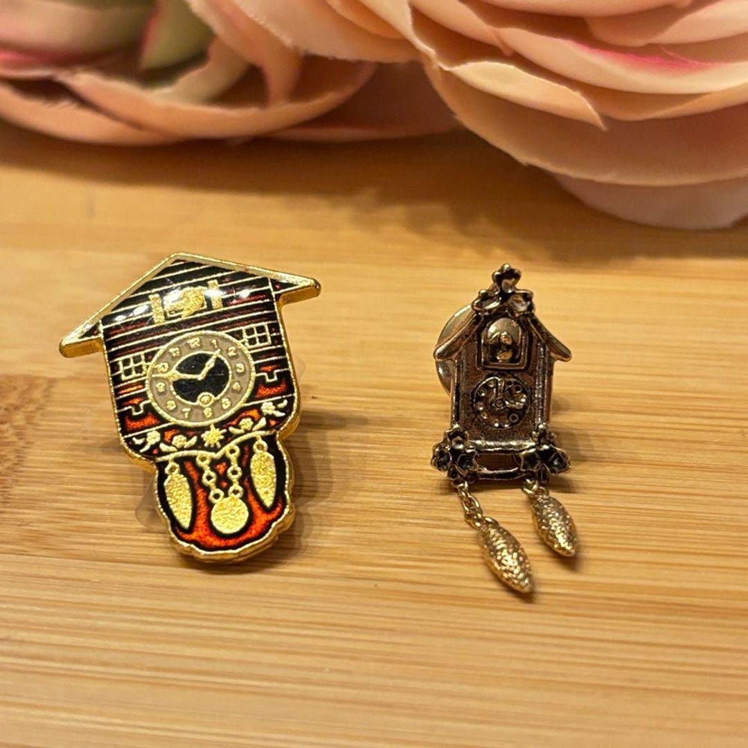 Vintage Cuckoo Clock Pins (set of 2) - Etsy