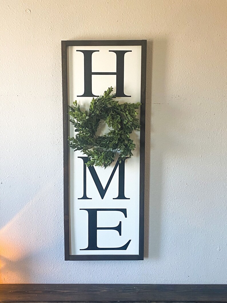 Home Framed Wooden Sign / Large Home Sign With Wreath / | Etsy