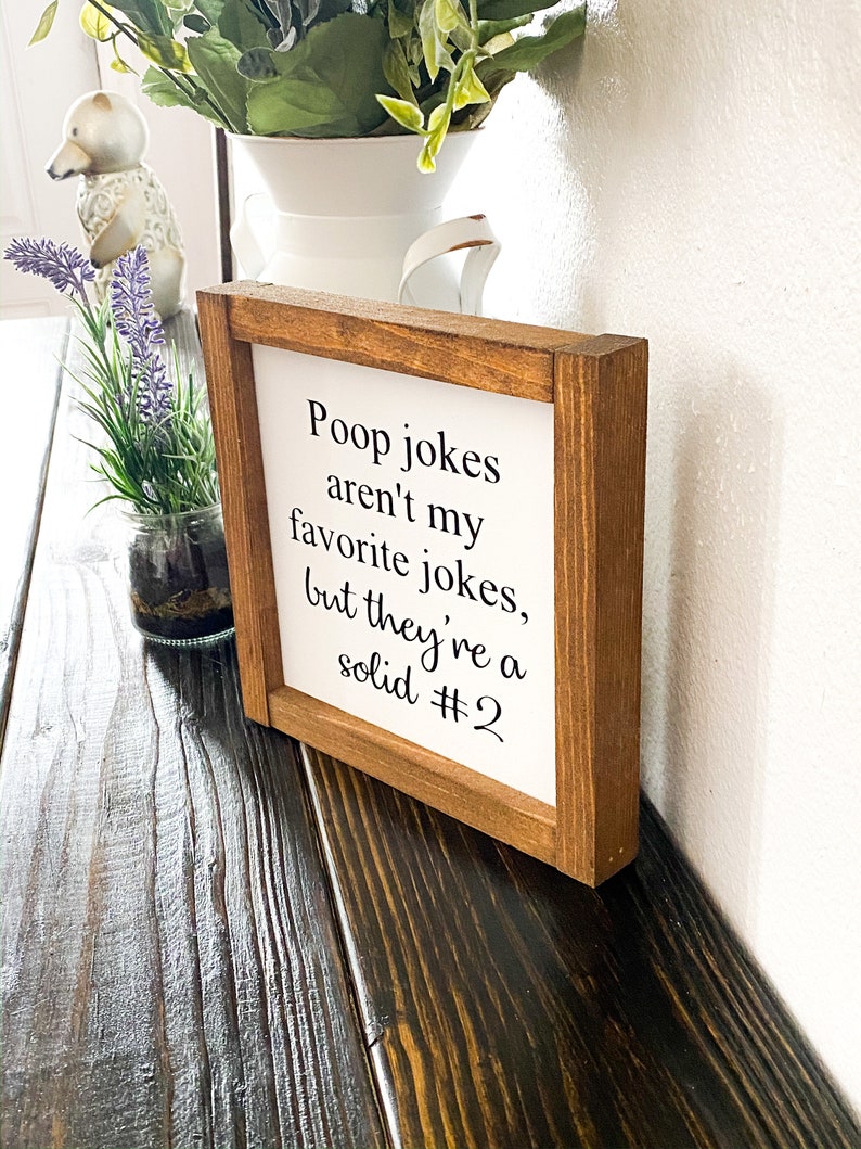 Bathroom Framed Wood Sign/ Poop Joke Sign / Cute/funny | Etsy