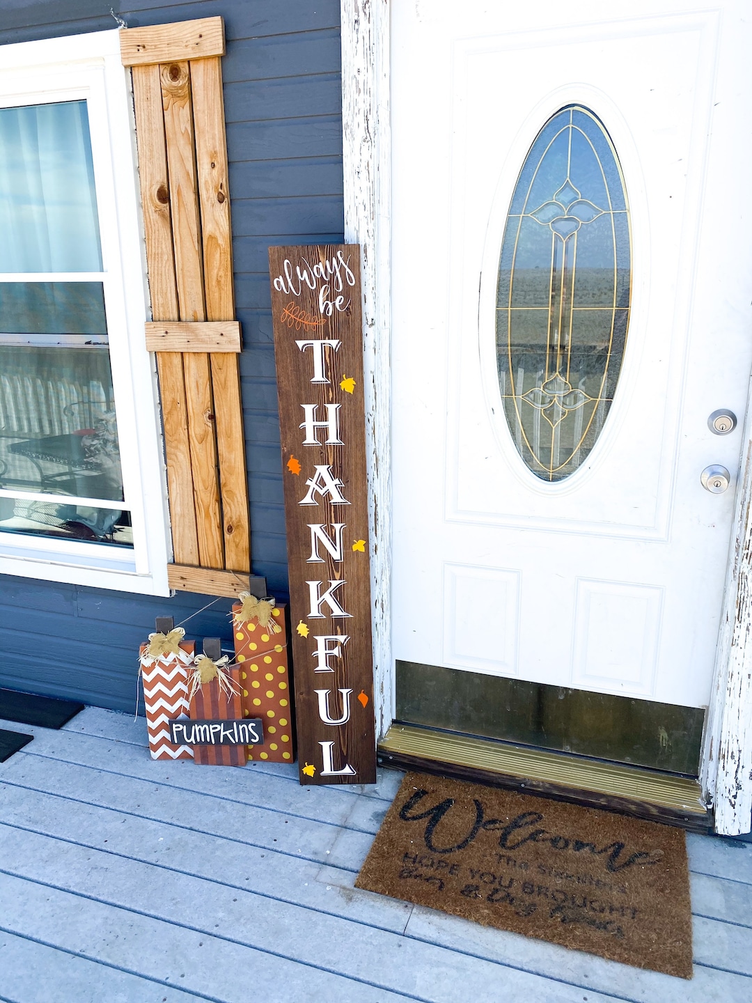 Thanksgiving Front Door Sign: Always Be Thankful Wooden Decor - Etsy