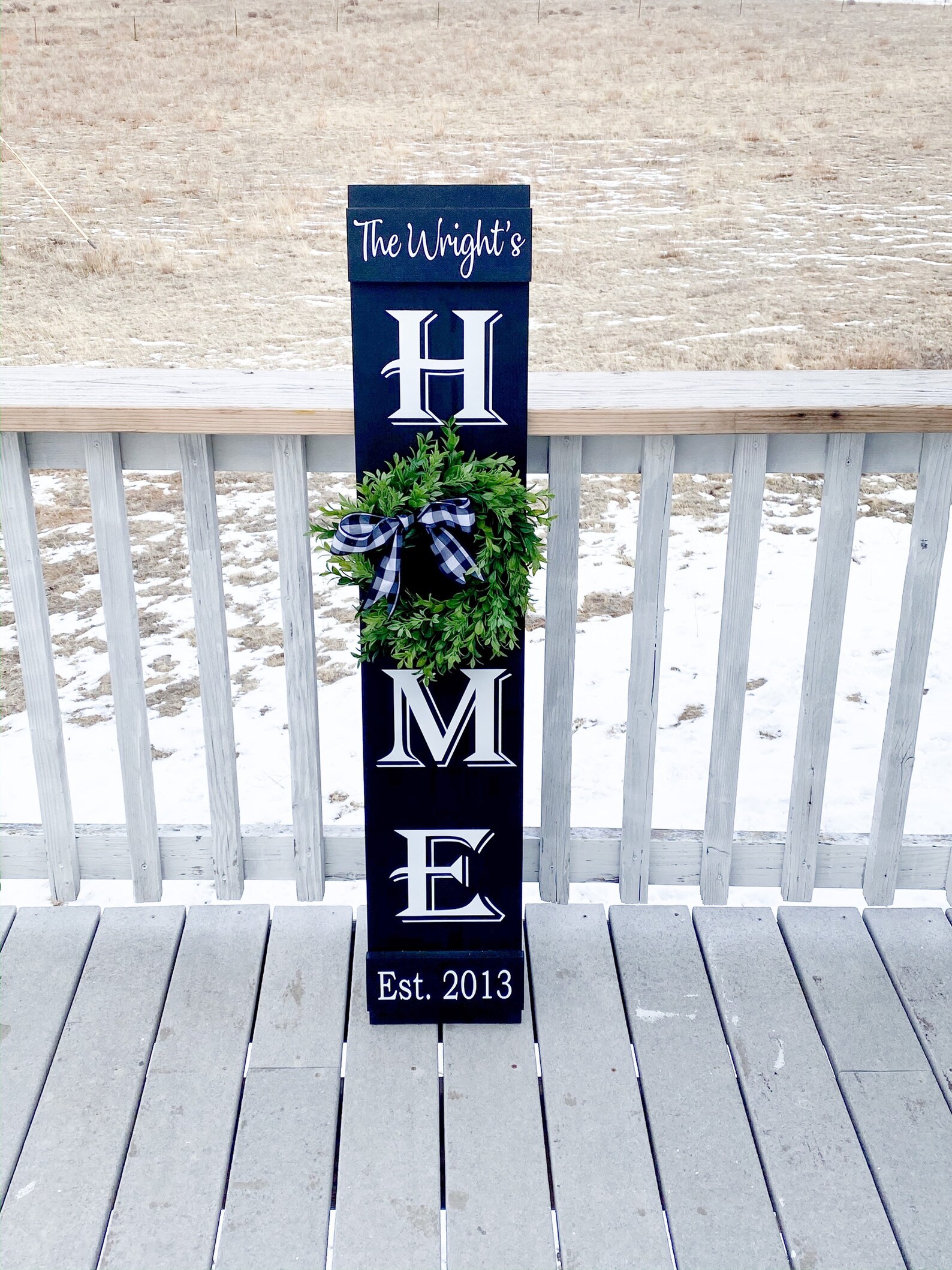 Home Sign With Wreath / Last Name Home Sign / Personalized | Etsy