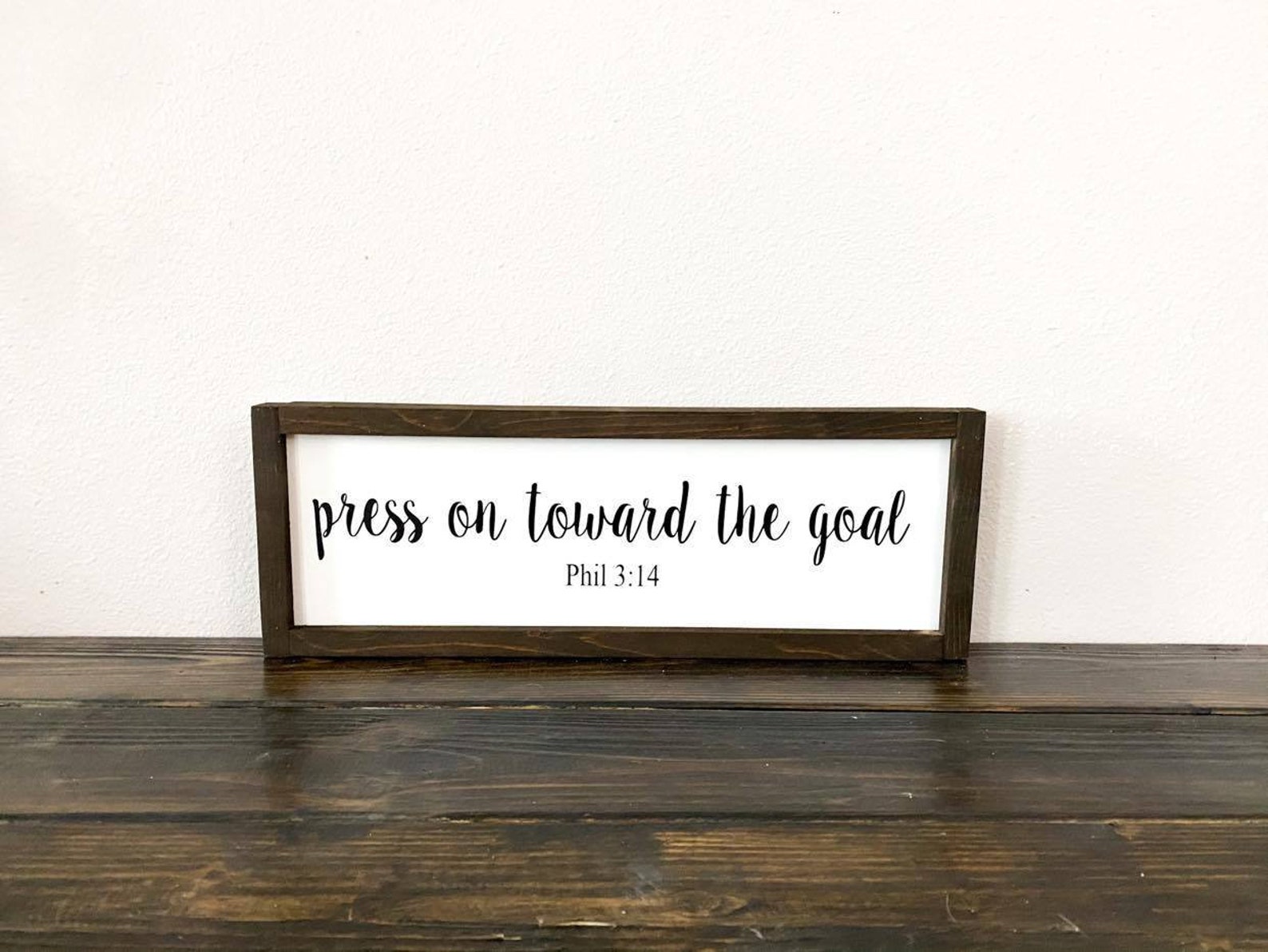 Press on Toward the Goal Bible Verse Framed Wooden Sign Phil - Etsy