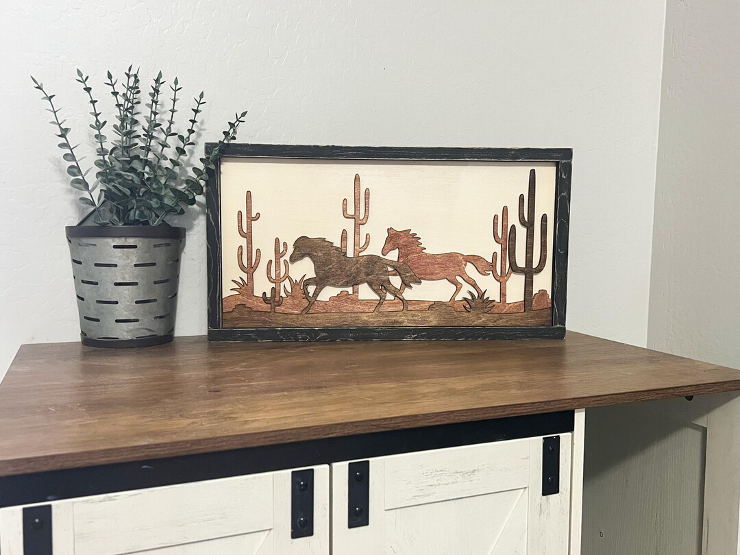 Western Running Horses Wall Decor | Rustic 3D Horse Art | Ranch House ...