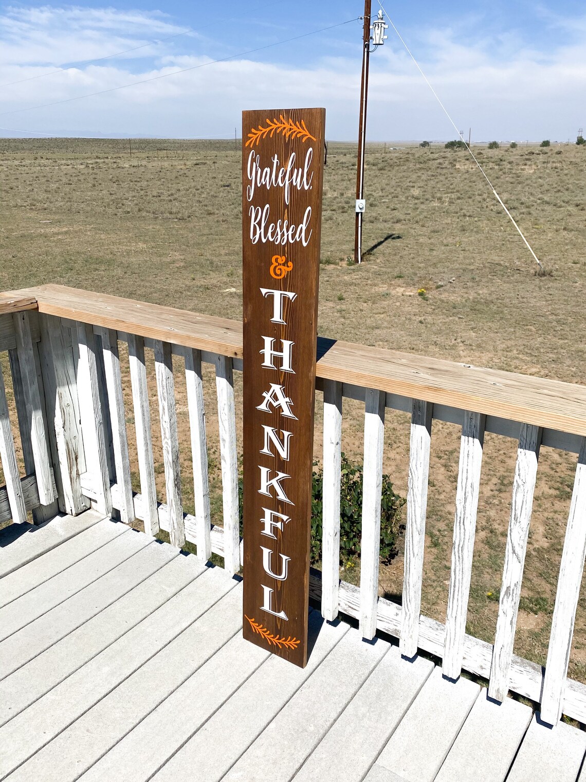 Thanksgiving Front Door Sign / Grateful Blessed & Thankful | Etsy