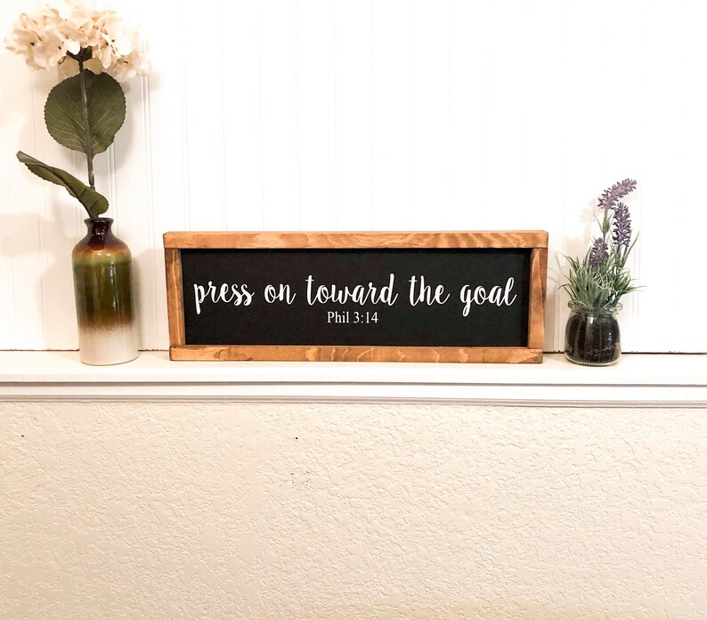 Press on Toward the Goal Bible Verse Framed Wooden Sign Phil - Etsy