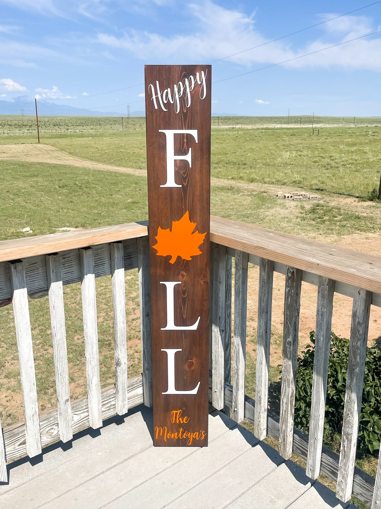 Tall Brown porch leaner Happy Fall front door sign/ Custom | Etsy