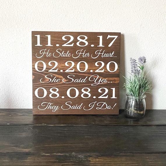 Timeline sign with dates / Personalized wedding date wood sign | Etsy