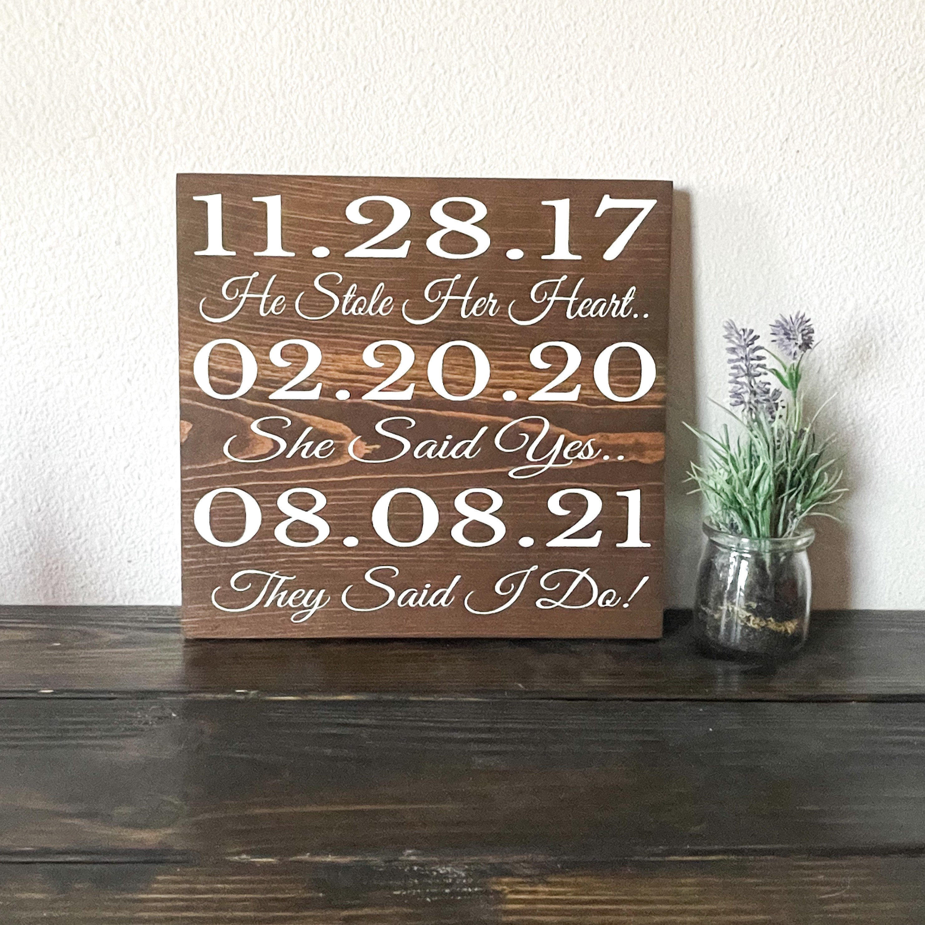 Timeline sign with dates / Personalized wedding date wood sign | Etsy