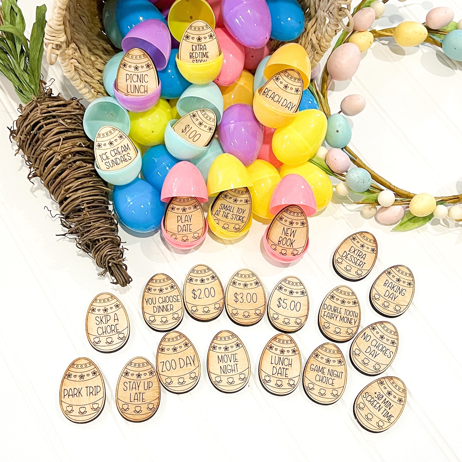 Easter Egg Engraved Wooden Prize Tokens / Easter Egg Hunt - Etsy
