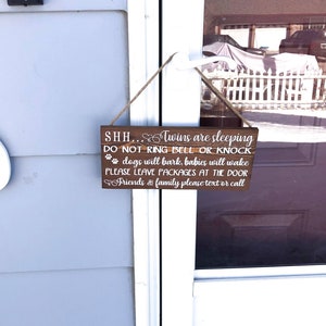 Shh Twins Are Sleeping / Do Not Ring Bell Sign / Dogs Will Bark / Quiet ...