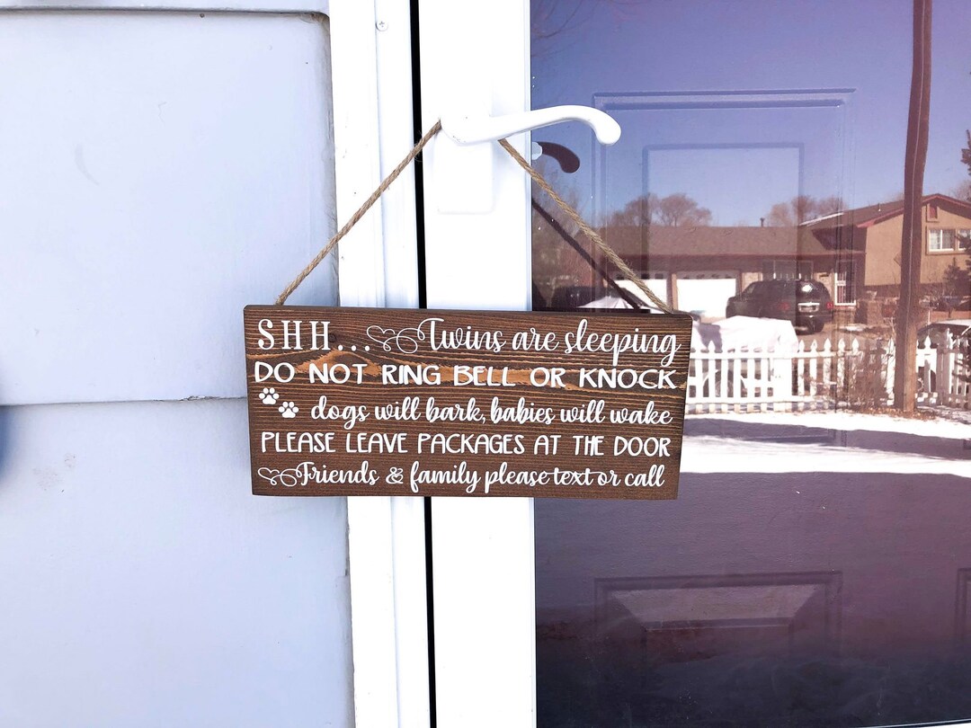 Shh Twins Are Sleeping / Do Not Ring Bell Sign / Dogs Will Bark / Quiet ...