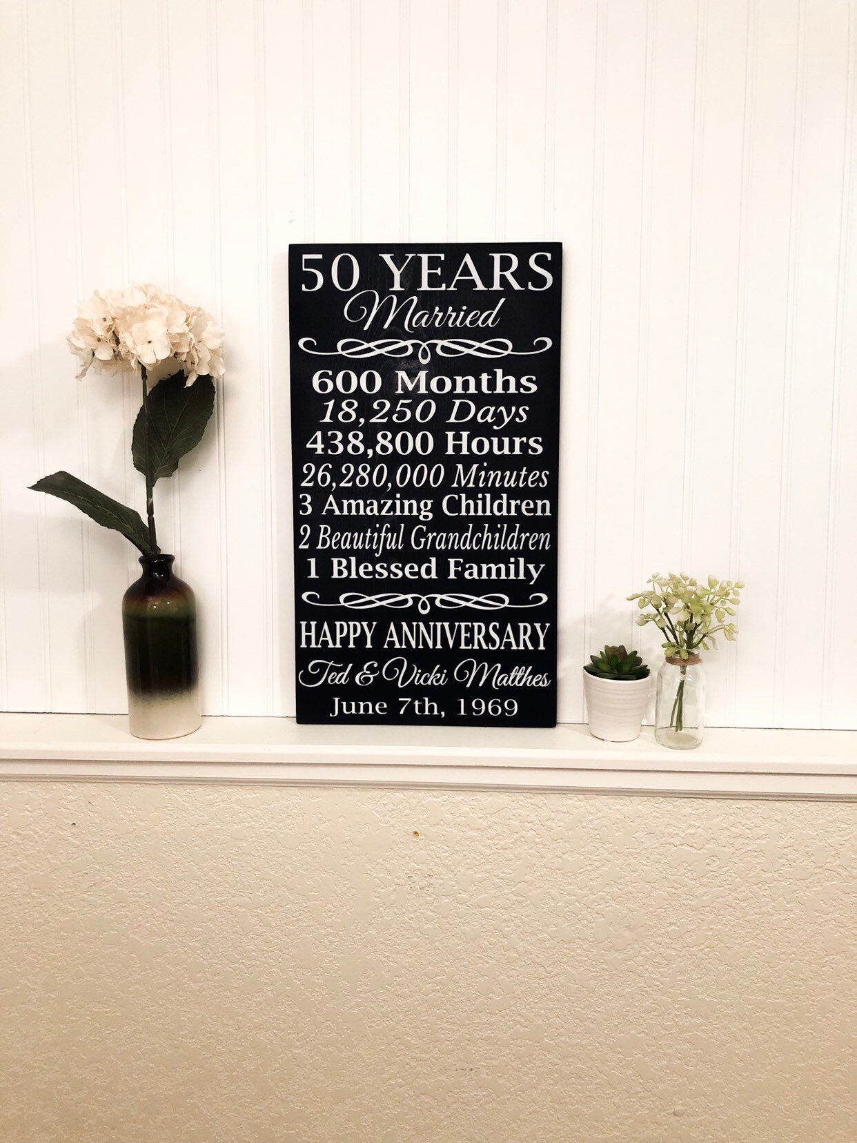 50 years married sign / Anniversary wood sign / 50th | Etsy