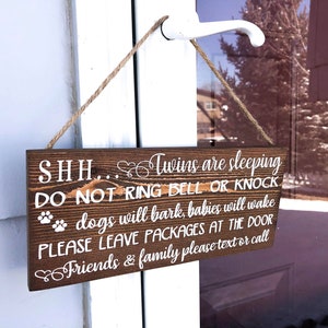 Shh Twins Are Sleeping / Do Not Ring Bell Sign / Dogs Will Bark / Quiet ...