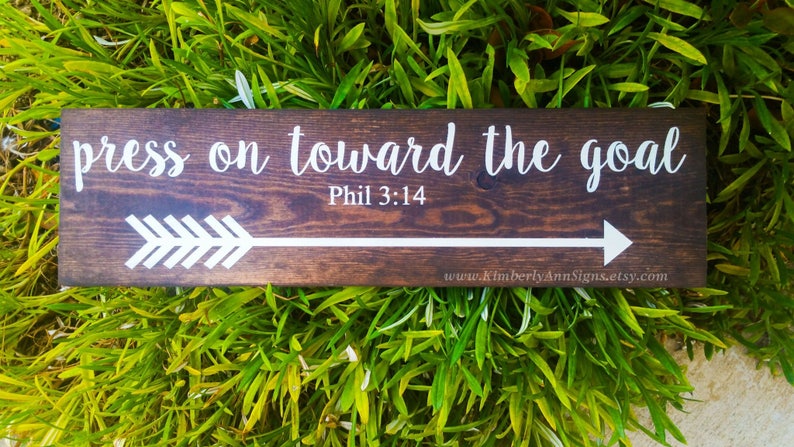Press on Toward the Goal Bible Verse Wooden Arrow Sign Decor - Etsy
