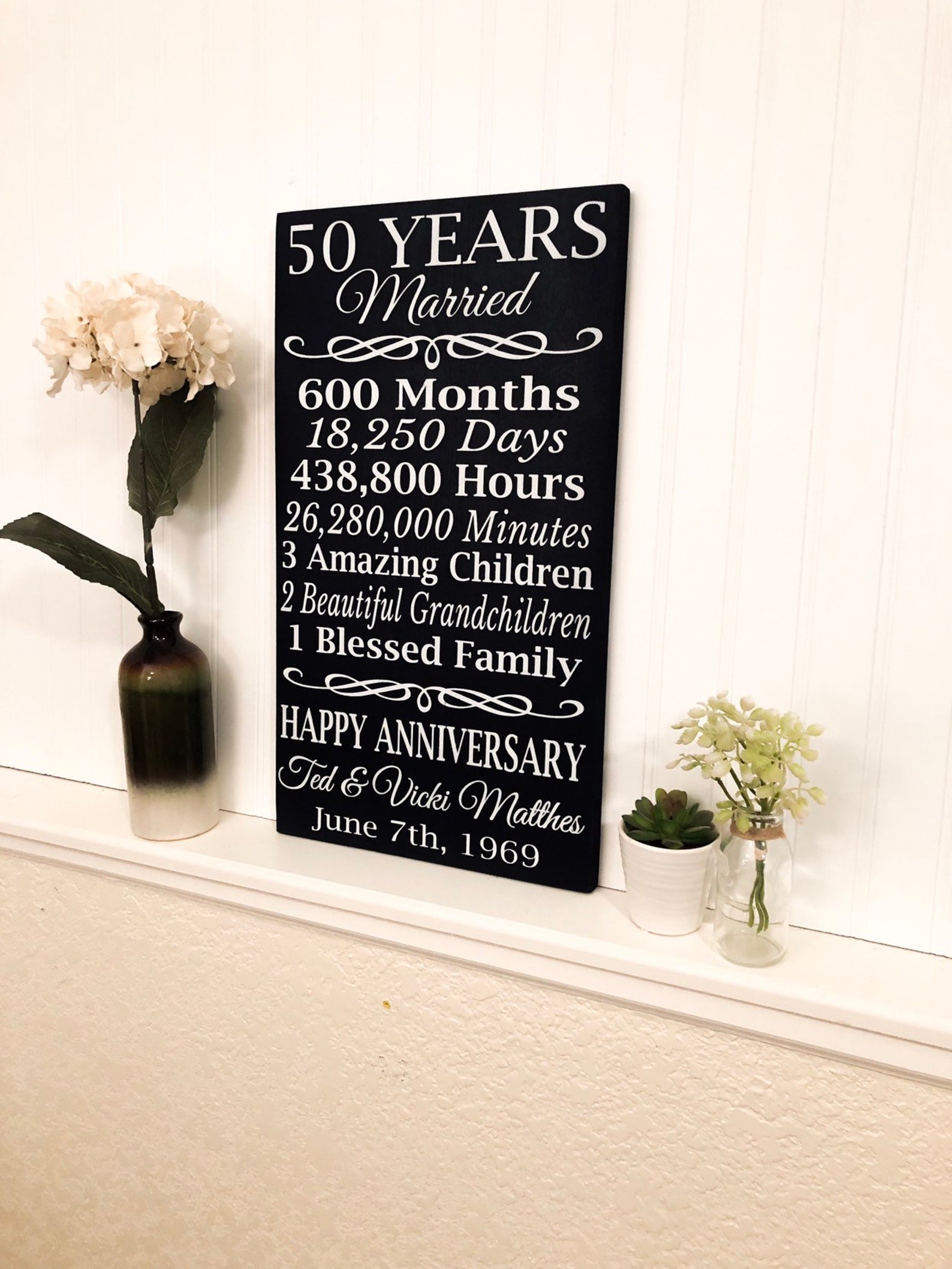 50 Years Married Sign / Anniversary Wood Sign / 50th - Etsy