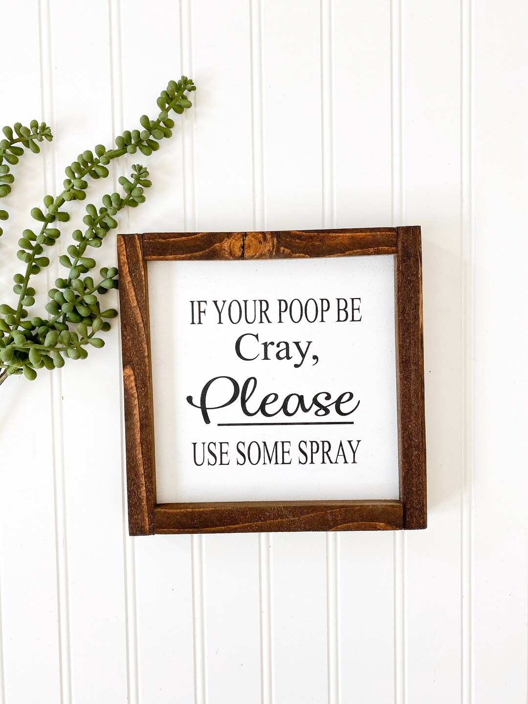 Funny Farmhouse Bathroom Sign: "if Your Poop Be Cray" Framed Wood Decor ...