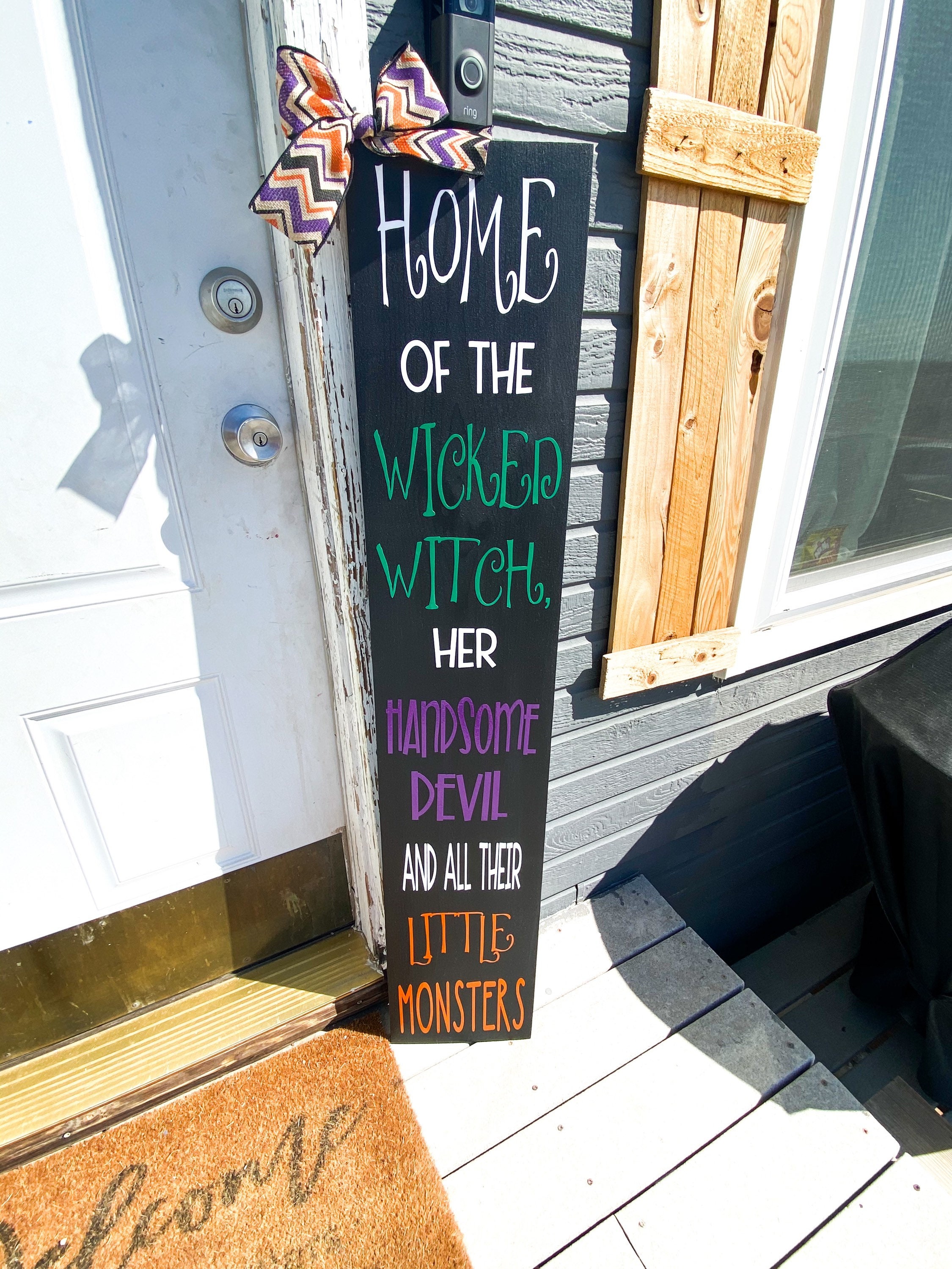 Colorful Halloween Sign with matching Bow / Home of the Wicked | Etsy