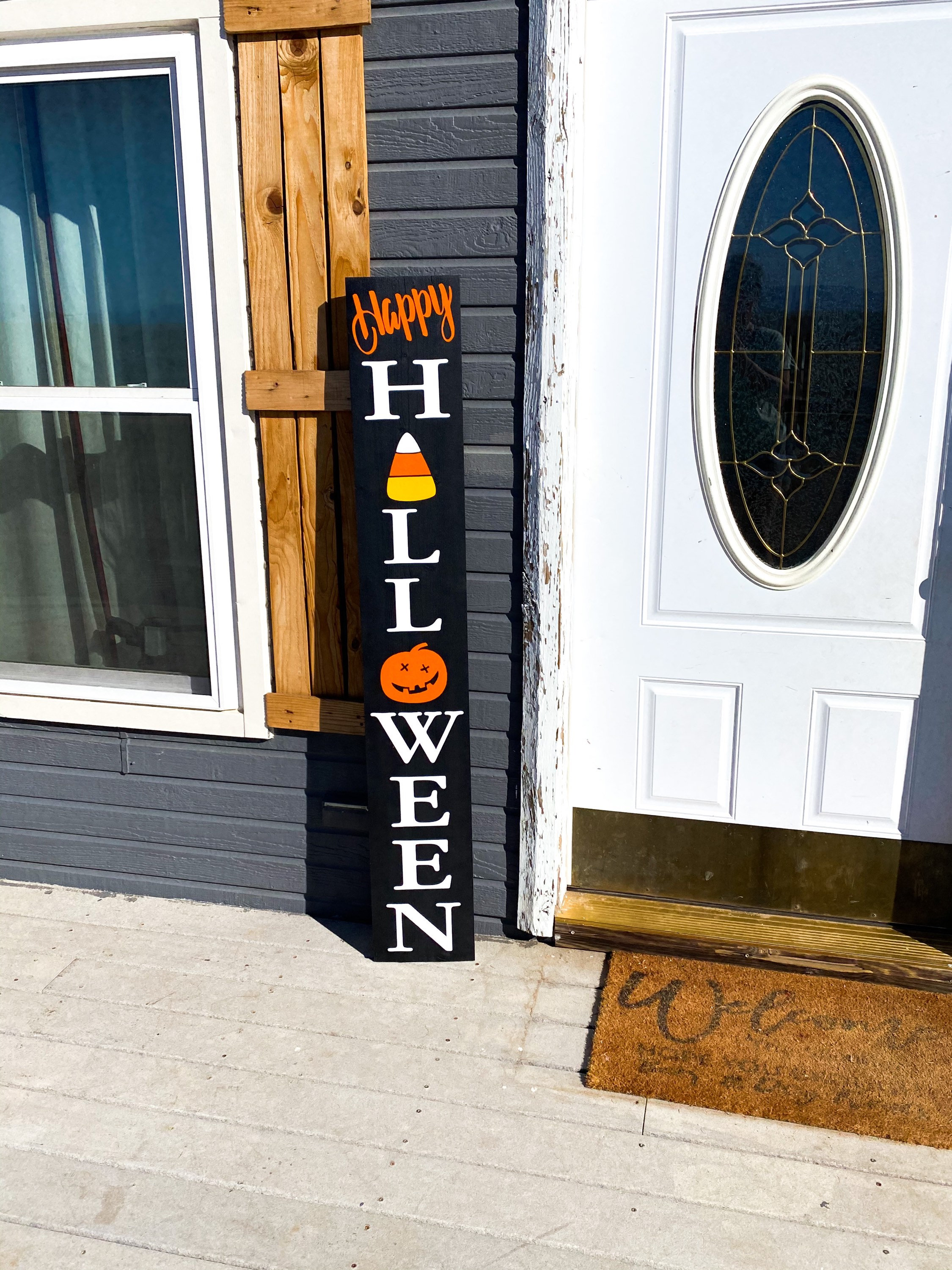 Happy Halloween Front Door/porch Wooden Sign. Large Front Door - Etsy