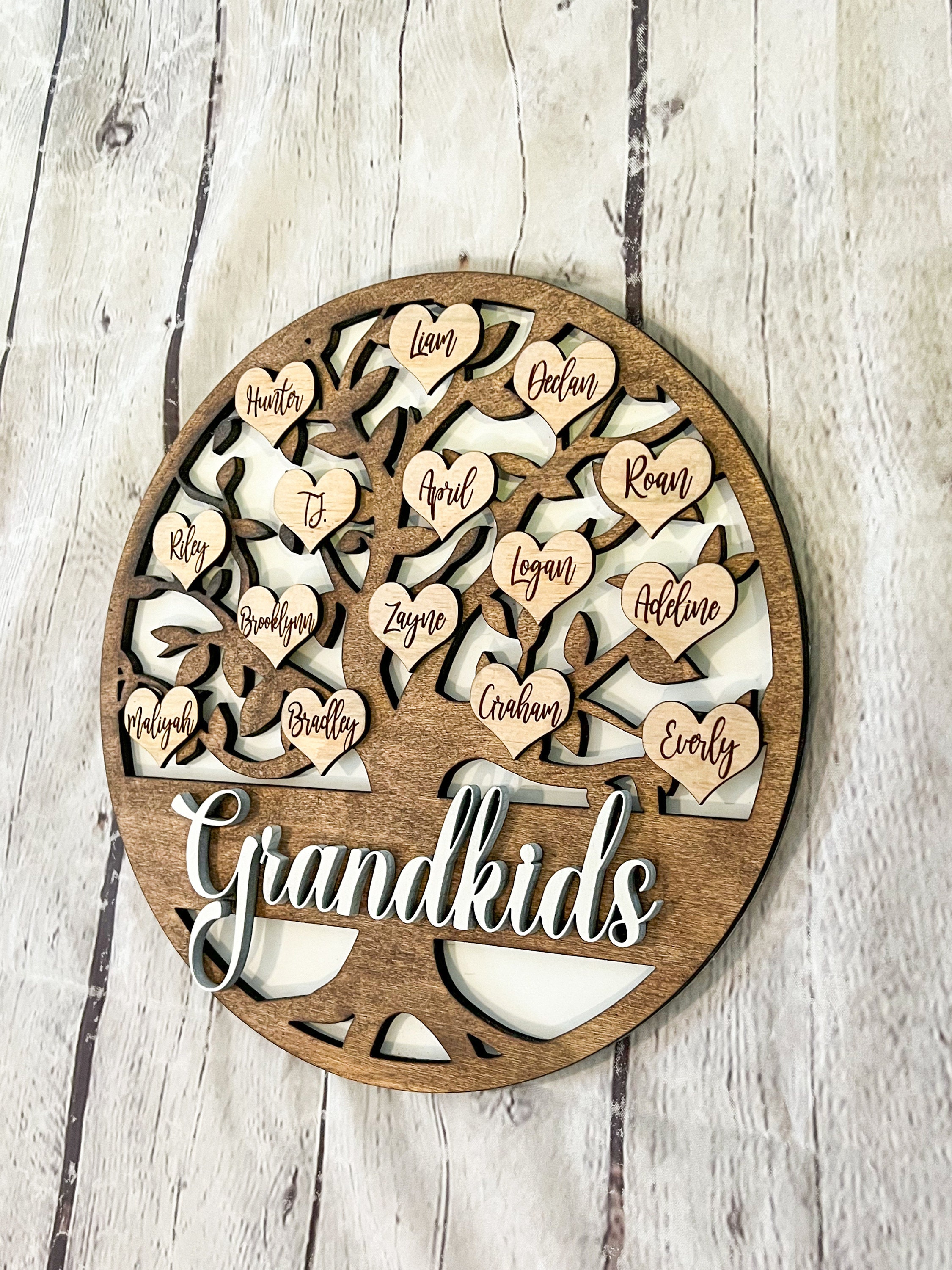 Grandkids Family Tree Name Sign • Grandchildren Tree With Engraved ...