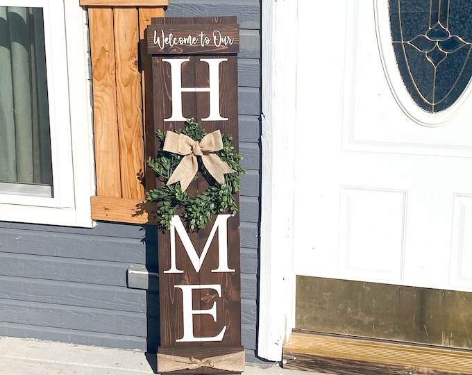 Welcome to Our Home / Large Wooden Front Door Home Sign / Welcome Porch ...
