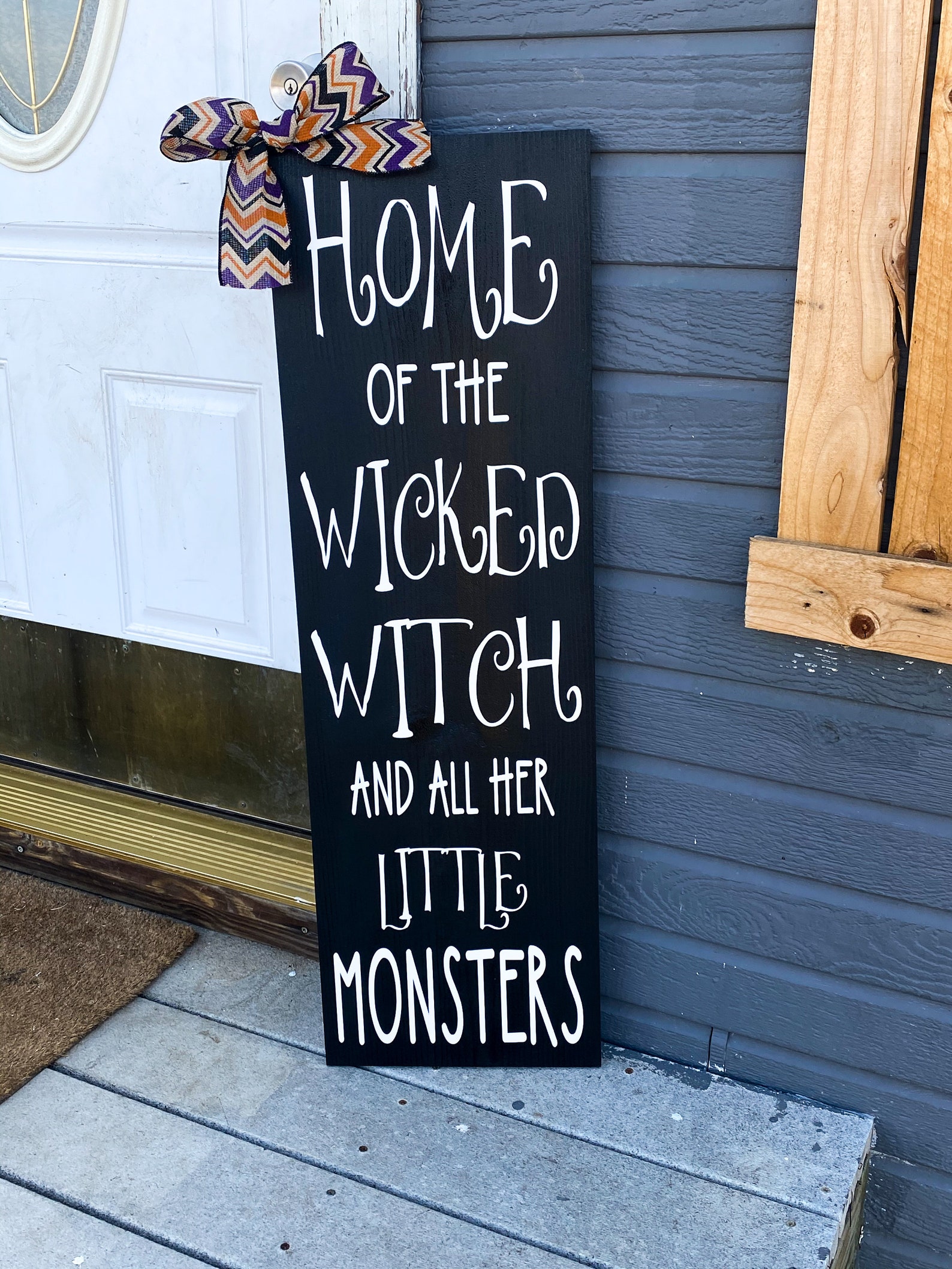 Wicked Witch Sign / Front Door Halloween Sign / Home of Wicked | Etsy