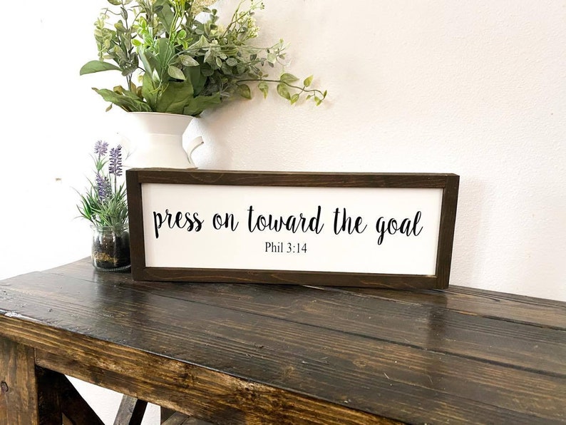 Press on Toward the Goal Bible Verse Framed Wooden Sign Phil - Etsy